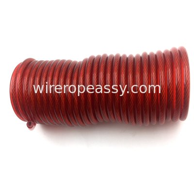 Coated Clear Red PVC Spring Safety Tool Lanyards Big Size 5.0mm Tool Safety Lanyard