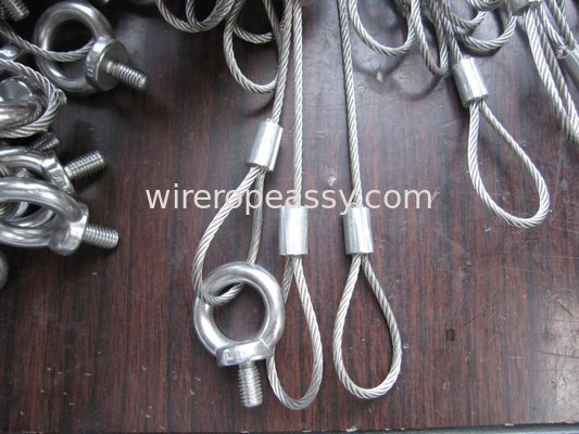 clear 2.0mm Galvanized Steel Cable Accessories With Loop / Eye Thimble