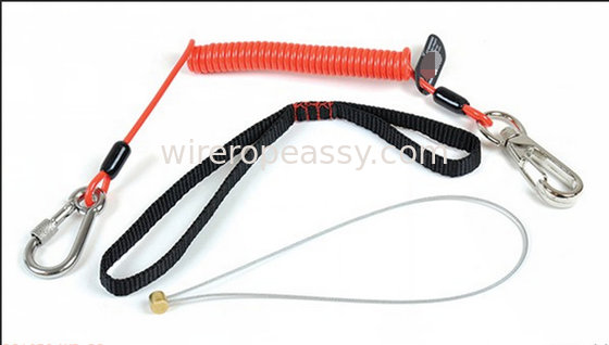 ISO 90 kg Safety Tool Lanyards 5mm Safety Custom Coil Lanyard With Swivel Hook