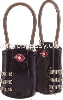 Flexible Security Cable Lock Zinc Alloy Combination Luggage Locks TSA Approved