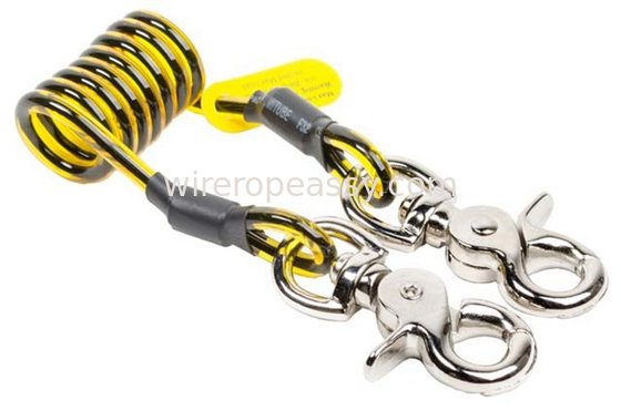 5.0mm Safety Double Color PU Coated Safety Coil Tool Lanyard With Zinc Alloy Swivel Hook