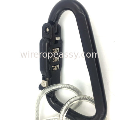 4.0mm 7*19 Pvc Coated Galvanized/stainless Steel Wire Rope With Carabiner Lock