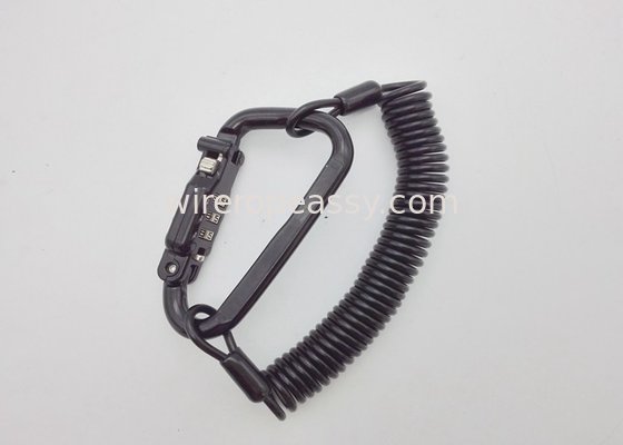 Black Locking Carabiner Combination Lock Carabiner Computer Cable Lock Safety