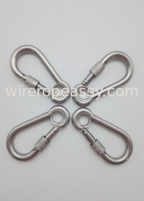 8 * 80mm Terminal Fittings 316 Stainless Steel Climbing Button Carabiner With Screw