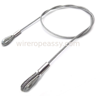 2.0mm Steel Cable Assembly Galvanized Steel Wire Rope Sling Thimble Eye Each End