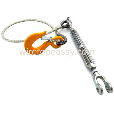 6.0mm Black PA coated Big Ring Terminals , Steel Cable Assembly At Both Sides