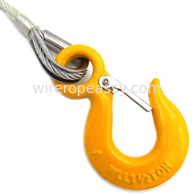 6.0mm Black PA coated Big Ring Terminals , Steel Cable Assembly At Both Sides