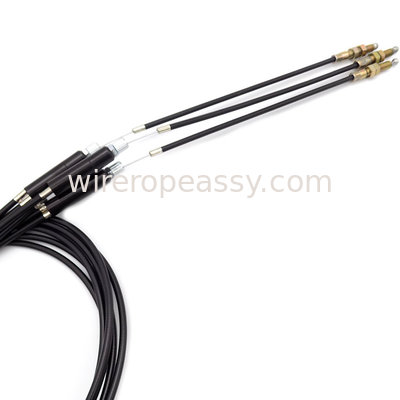 6.0 mm Black PVC / PE Mechanical Control Cables With U - shape Fittings / Bend Fittings