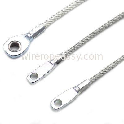 300mm Wire Rope Assembly Stainless Steel Door Lanyard Cable With Double Eyelet Terminal