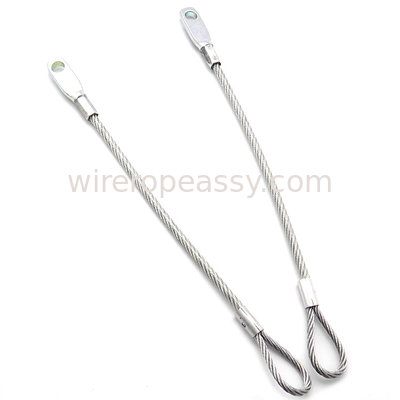 300mm Wire Rope Assembly Stainless Steel Door Lanyard Cable With Double Eyelet Terminal