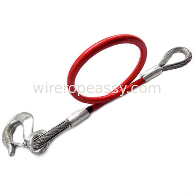 11mm Red PU Coated Trailer Breakaway Towing Cable With Heavy Duty Snap Hook