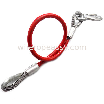 11mm Red PU Coated Trailer Breakaway Towing Cable With Heavy Duty Snap Hook