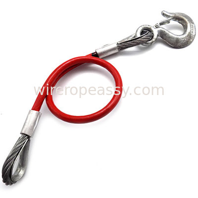 11mm Red PU Coated Trailer Breakaway Towing Cable With Heavy Duty Snap Hook