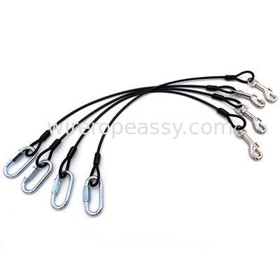 4M Length Black Nylon Dog Wire Rope Sling With Quick Hook For Drag Cars