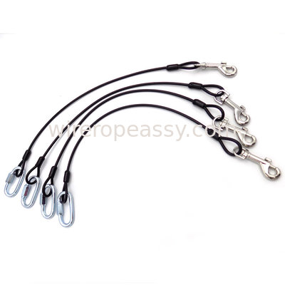 4M Length Black Nylon Dog Wire Rope Sling With Quick Hook For Drag Cars