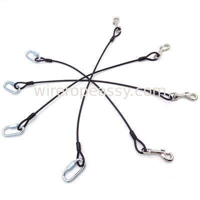 4M Length Black Nylon Dog Wire Rope Sling With Quick Hook For Drag Cars
