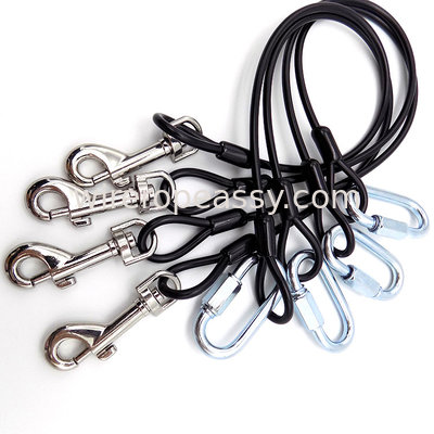 4M Length Black Nylon Dog Wire Rope Sling With Quick Hook For Drag Cars