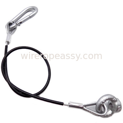5.0mm Plastic Coated Galvanized Steel Cable With Carabiner And Black Thimble