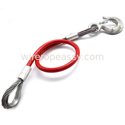 6.0mm 7 * 7 Galvanized Steel Wire Rope Assembly With Loop And  Snap Hook