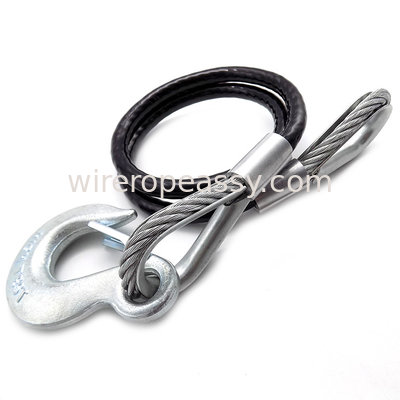 6.0mm 7 * 7 Galvanized Steel Wire Rope Assembly With Loop And  Snap Hook