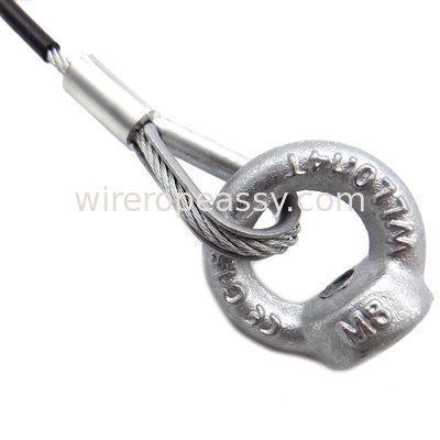 Tow Boat Steel Ø4.0mm 1x19 Wire Rope Towing Car Cable Assembly With Snap Hook