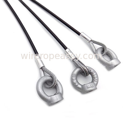 Custom Wire Rope Assemblies Galvanized Black PVC Steel Wire Cable With Eye Screw Bolt