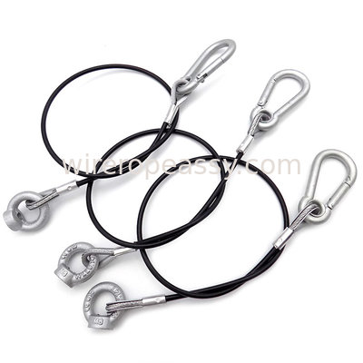 Custom Wire Rope Assemblies Galvanized Black PVC Steel Wire Cable With Eye Screw Bolt
