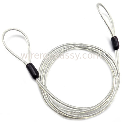 3.0mm Wire Rope Assembly 7*7 Clear Transparent PVC Stainless Steel Cable With Double Loops