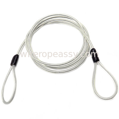 3.0mm Wire Rope Assembly 7*7 Clear Transparent PVC Stainless Steel Cable With Double Loops