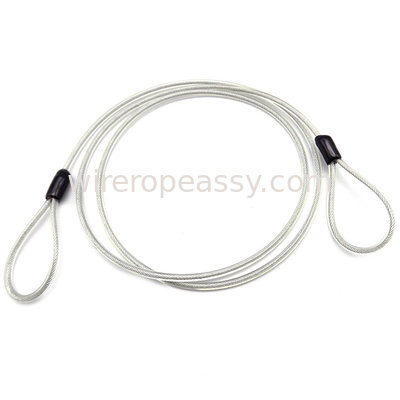 3.0mm Wire Rope Assembly 7*7 Clear Transparent PVC Stainless Steel Cable With Double Loops