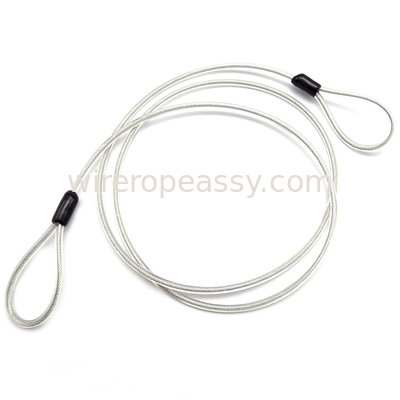 3.0mm Wire Rope Assembly 7*7 Clear Transparent PVC Stainless Steel Cable With Double Loops