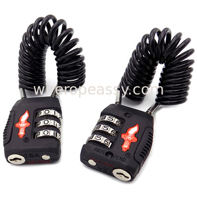 Colorful Coil Steel Cable TSA Approved Zinc Alloy Security Luggage Lock