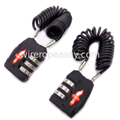 Colorful Coil Steel Cable TSA Approved Zinc Alloy Security Luggage Lock