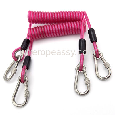 Custom Steel Wire Rope Cable Coated Colorful PVC Tool Spring Lanyard 1000mm length