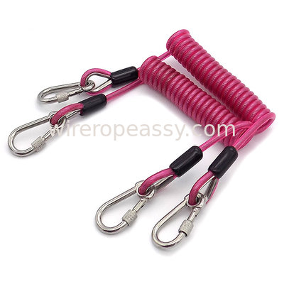 Custom Steel Wire Rope Cable Coated Colorful PVC Tool Spring Lanyard 1000mm length