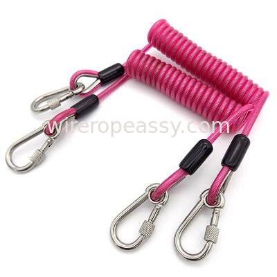 Custom Steel Wire Rope Cable Coated Colorful PVC Tool Spring Lanyard 1000mm length