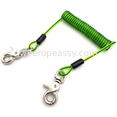 Ø5.0mm PU Spring Coil Safety Tool Lanyards wtih Thumb Activated Triggers
