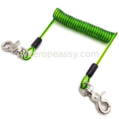 Ø5.0mm PU Spring Coil Safety Tool Lanyards wtih Thumb Activated Triggers