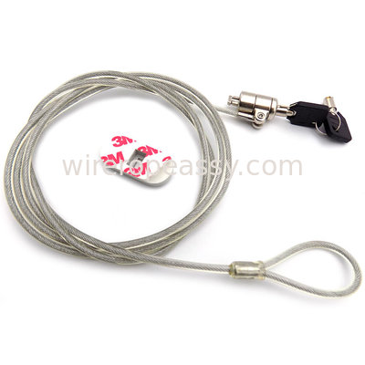 Ø3.0mm Clear PVC Coated Security Cable Lock / Notebook Cable Lock With Plasitc Plate