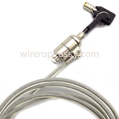 Ø3.0mm Clear PVC Coated Security Cable Lock / Notebook Cable Lock With Plasitc Plate