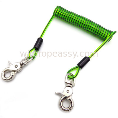 Stainless Steel Wire Cord Coil Cable Dichroic Tool Lanyard With Swivel Hook On Both Ends