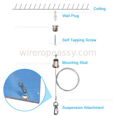 Ø1.2MM Steel Wire Rope Wall Lifting Lamp Hanging Kit / Light Cable Fixtures