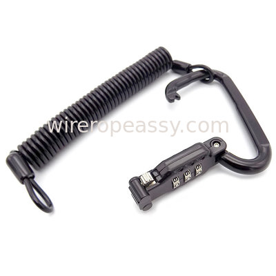 Ø3.0mm Security Cable Lock / Combination Helmet Carabiner Lock With 3 Digits
