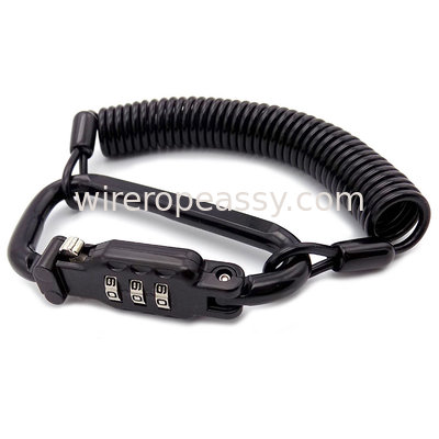 Ø3.0mm Security Cable Lock / Combination Helmet Carabiner Lock With 3 Digits