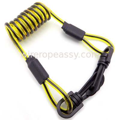 Yellow Clear PVC Coated Black PU Coil Plastic Tool lanyard With Plastic Swivel Snap Hook