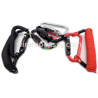 Ø3.0mm  Security Red PVC Coated Steel wire 3 Digits Combination Retractable Helmet Cable Lock