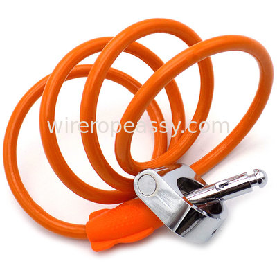 Ø6mm Steel Wire Rope Coated Orange PVC Security Cable Combination Bike Lock