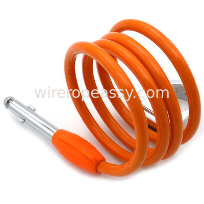 Ø6mm Steel Wire Rope Coated Orange PVC Security Cable Combination Bike Lock
