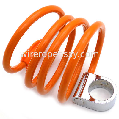 Ø6mm Steel Wire Rope Coated Orange PVC Security Cable Combination Bike Lock