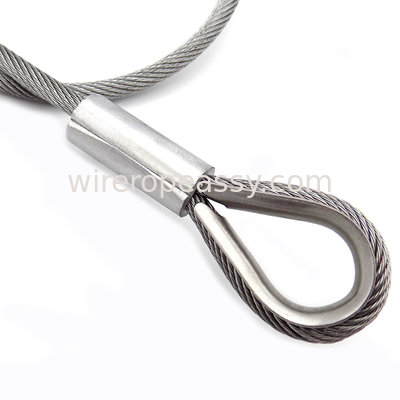 2Ton 1/16" Diameter 7X7 Galvanzied Steel Wire Rope With Loop And Snap Hook On Both Ends